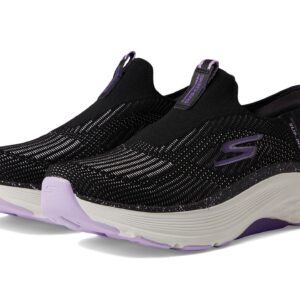 Skechers Women's Max Cushioning Arch Fit Fluidity Hands Free Slip-Ins Sneaker, Black/Purple, 8.5