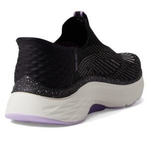 Skechers Women's Max Cushioning Arch Fit Fluidity Hands Free Slip-Ins Sneaker, Black/Purple, 8.5