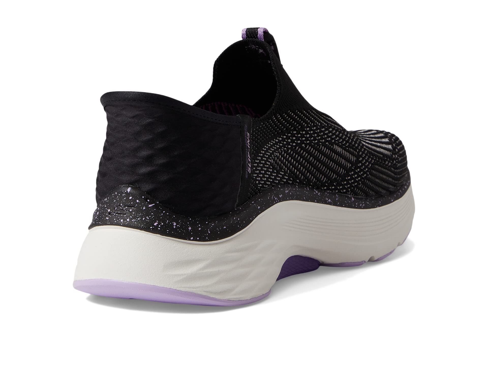 Skechers Women's Max Cushioning Arch Fit Fluidity Hands Free Slip-Ins Sneaker, Black/Purple, 8.5