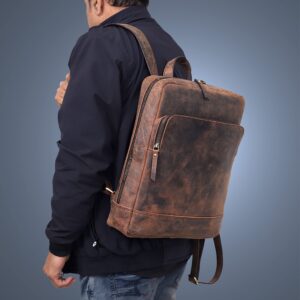 Vintage Couture Premium Leather Laptop Backpack for Men and Women - Stylish, Durable, and Versatile Business & Travel Bag