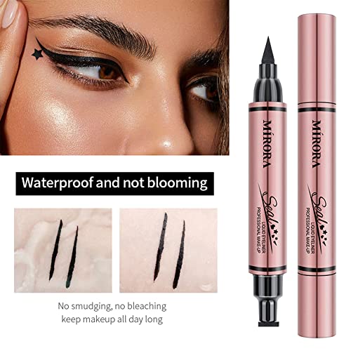 Eyeliner Stamp - Winged Eyeliner Stamp for All Eye Shapes, Easy Cat Eye Stencil Makeup Tool, SmudgeProof & Waterproof Liquid Eye liner Pen, Winged Stamp (10MM, Black)