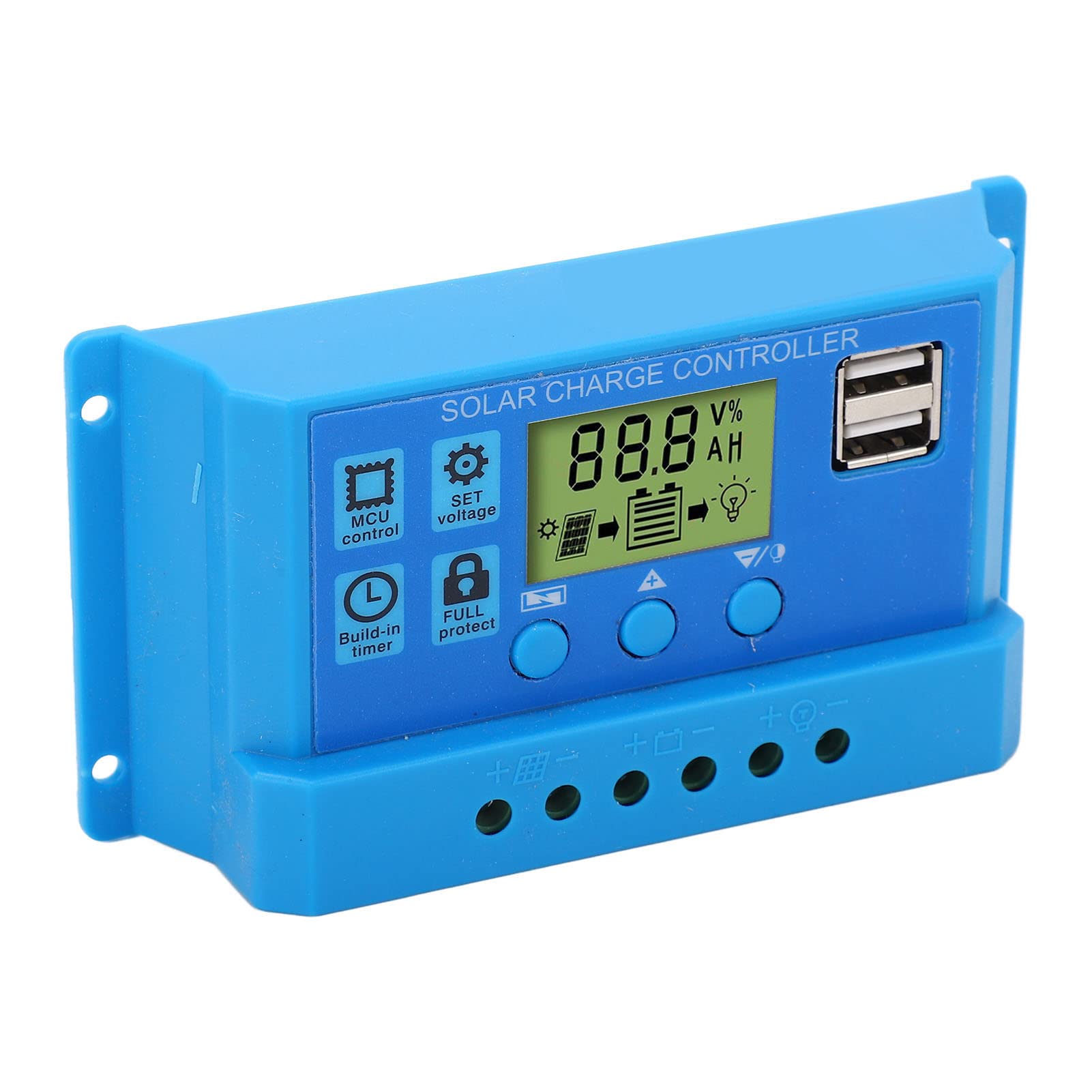 Solar Charge Controller, 12V 24V MPPT Solar Panel Charge Controller Parameter 2 USB LCD Display for RVs (10A)