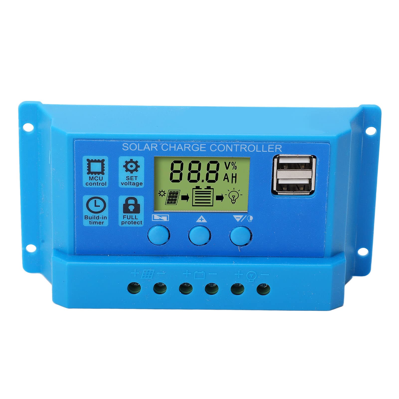 Solar Charge Controller, 12V 24V MPPT Solar Panel Charge Controller Parameter 2 USB LCD Display for RVs (10A)