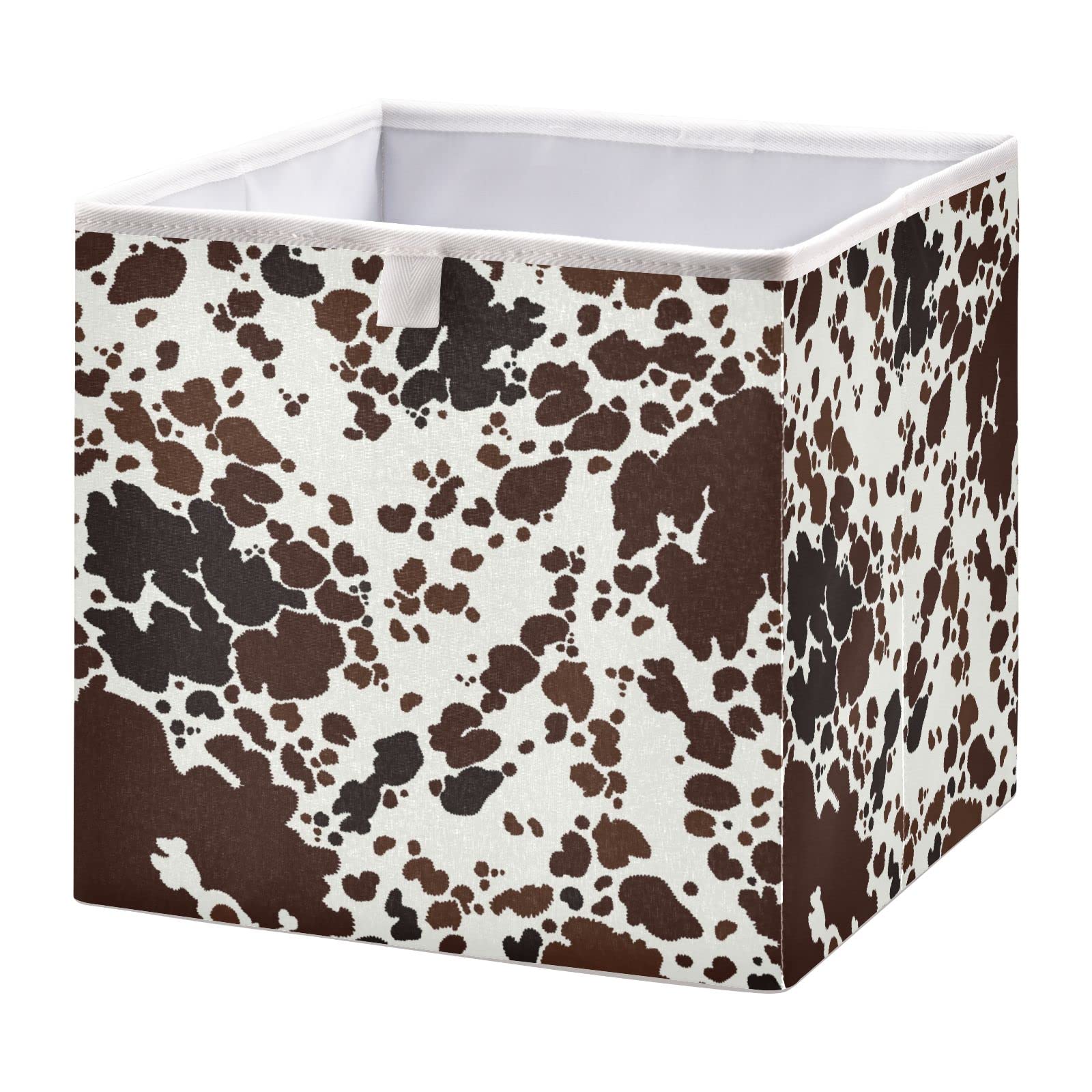 Kigai Cow Print Cube Storage Bin, Large Foldable Storage Basket Toy Clothes Organizer Bin for Shelf, Closet, Nursery, Bedroom, Office, Home Decor-11 x 11 x 11 Inch