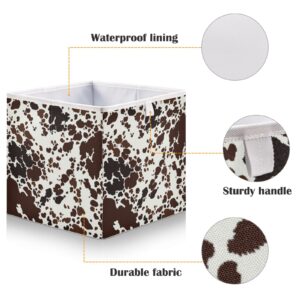 Kigai Cow Print Cube Storage Bin, Large Foldable Storage Basket Toy Clothes Organizer Bin for Shelf, Closet, Nursery, Bedroom, Office, Home Decor-11 x 11 x 11 Inch