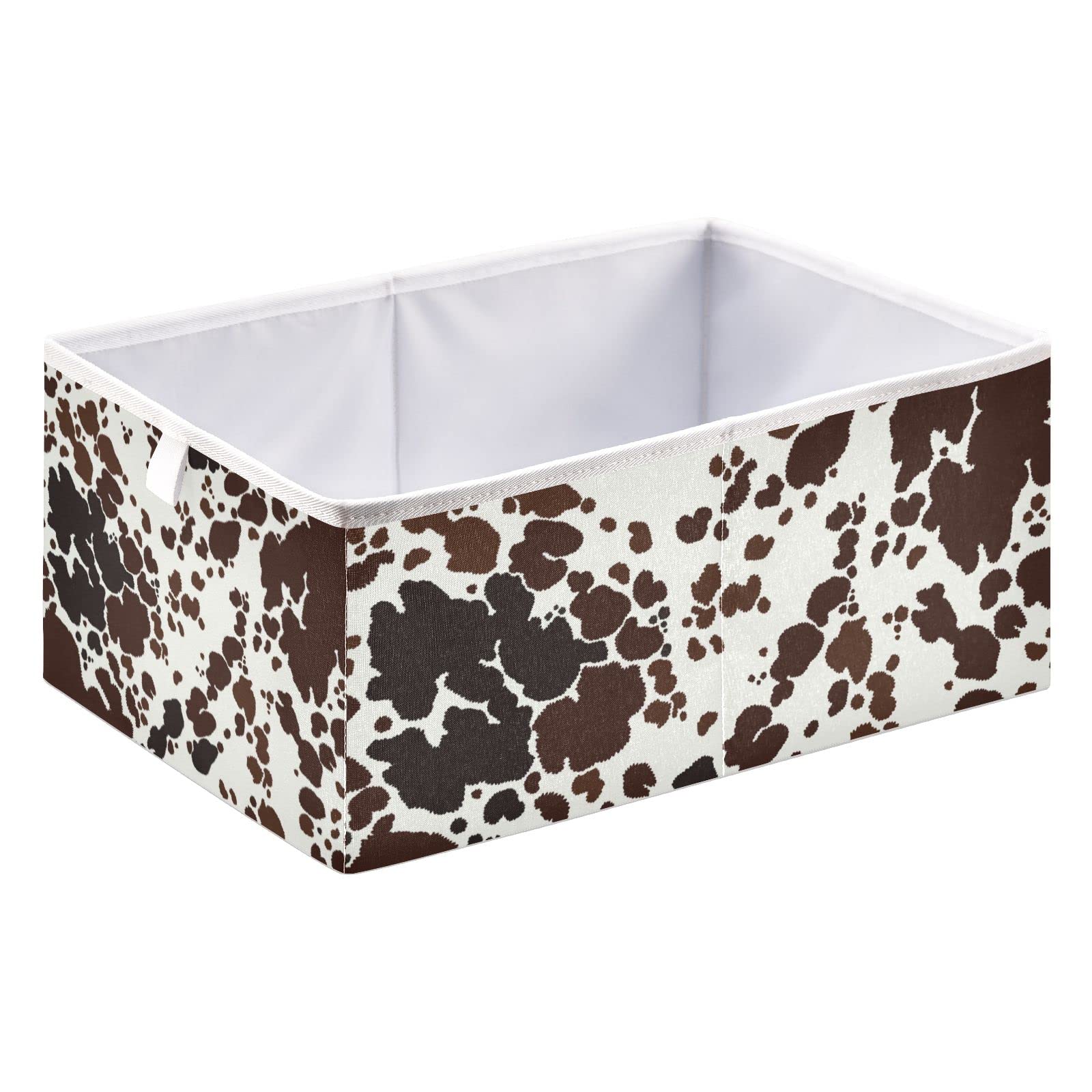 Kigai Cow Print Cube Storage Bin, Large Foldable Storage Basket Toy Clothes Organizer Bin for Shelf, Closet, Nursery, Bedroom, Office, Home Decor-11 x 11 x 11 Inch