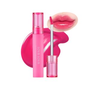 lovb lovb pudding glow korean lip tint | long-lasting lip gloss tint for glowy | moisturizing, non-sticky glossy lip stain 0.14 oz (03 candy berry)