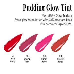 LOVB LOVB Pudding Glow Korean Lip Tint | Long-Lasting Lip Gloss Tint for Glowy | Moisturizing, Non-Sticky Glossy Lip Stain 0.14 Oz (03 CANDY BERRY)