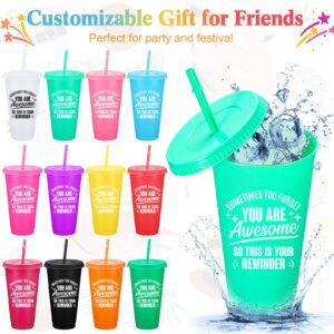 Thank You Gifts You Are Awesome Coffee Mug 24 oz Plastic Tumblers with Lids and Straw Inspirational Reusable Tumblers Appreciation Gift for Coworker Teacher Colleague Employee (24 Pack)