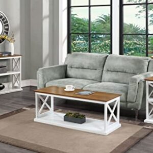 Convenience Concepts Coventry Coffee Table with Shelf, Driftwood/White