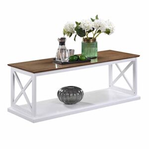 Convenience Concepts Coventry Coffee Table with Shelf, Driftwood/White