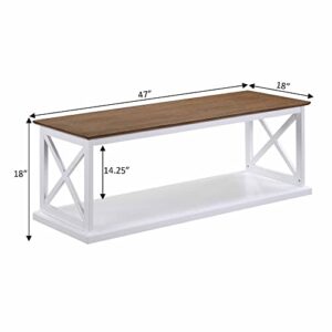 Convenience Concepts Coventry Coffee Table with Shelf, Driftwood/White