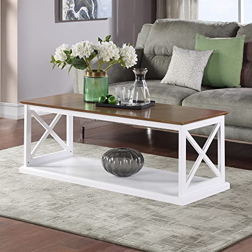 Convenience Concepts Coventry Coffee Table with Shelf, Driftwood/White