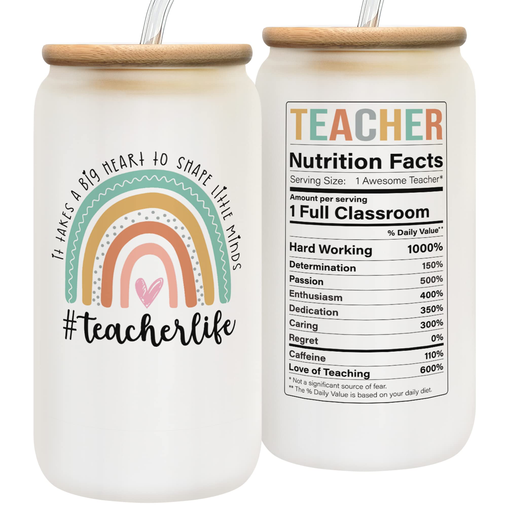 Teacher Appreciation Gifts - Teacher Gifts for Women - Thank You Teacher Gifts, Teachers Appreciation Gifts - Teacher Birthday Gifts, Back To School Gifts, Teacher Retirement Gifts - 16 Oz Can Glass