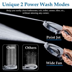 Aiscsc 10 Settings Shower Head with Handheld, 5" High Pressure Showerhead Include 2 Powerful Wash Modes for Cleaning Bathroom, Hand held Shower Head Set with Stainless Steel Hose Filter for Hard Water