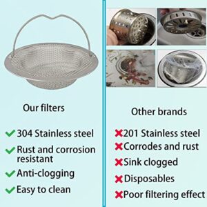 YouOKLight Kitchen Sink Strainer, Sink Drain Strainer, Kitchen Sink Stopper, Sink Strainer, Kitchen Sink Strainer Stainless Steel, 4.4" Diameter with Handle for Home, Kitchen, Bathroom. 2 pcs