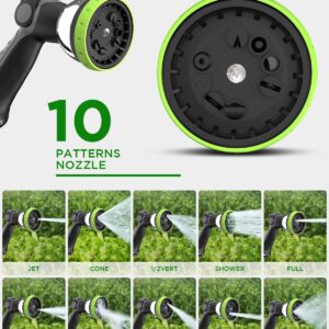 MYTOL Retractable Garden Hose Reel, 1/2 Inch x 100 ft + 6 ft Wall Mount Hose Reel with Automatic Slow Rewind System, Any Length Lock, 10 Patterns Hose Nozzle, 180°Swivel Bracket, for Garden Watering