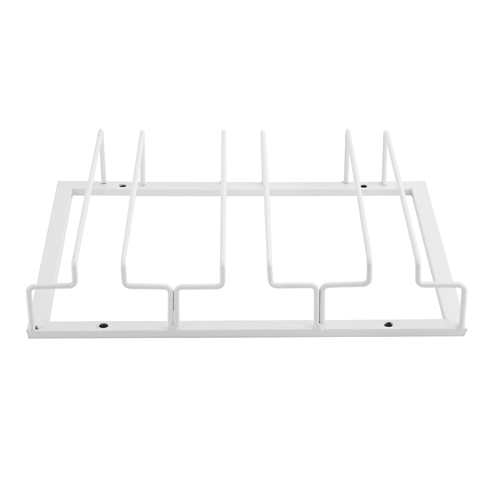 Jenngaoo Hanging Iron Wine Cup Rack, Right Angle Wine Hanging Glasses Hanger, White Under Cabinet Stemware Wine Glass Holder Kitchen Bar Display Shelf (3 Rows)