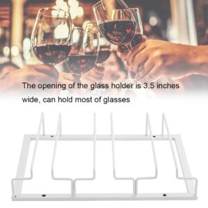 Jenngaoo Hanging Iron Wine Cup Rack, Right Angle Wine Hanging Glasses Hanger, White Under Cabinet Stemware Wine Glass Holder Kitchen Bar Display Shelf (3 Rows)