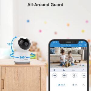 ANNKE Crater 2-2K WiFi Pan Tilt Smart Security Camera, Upgraded 3MP Baby/Pet Monitor, Indoor Camera 360-degree with Two-Way Audio, Human Motion Detection, Cloud & SD Card Storage, Works with Alexa