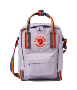 fjällräven kånken rainbow sling bag - vinyl construction - zipper closure - carry handles - polyamide lining pastel lavender/rainbow one size one size