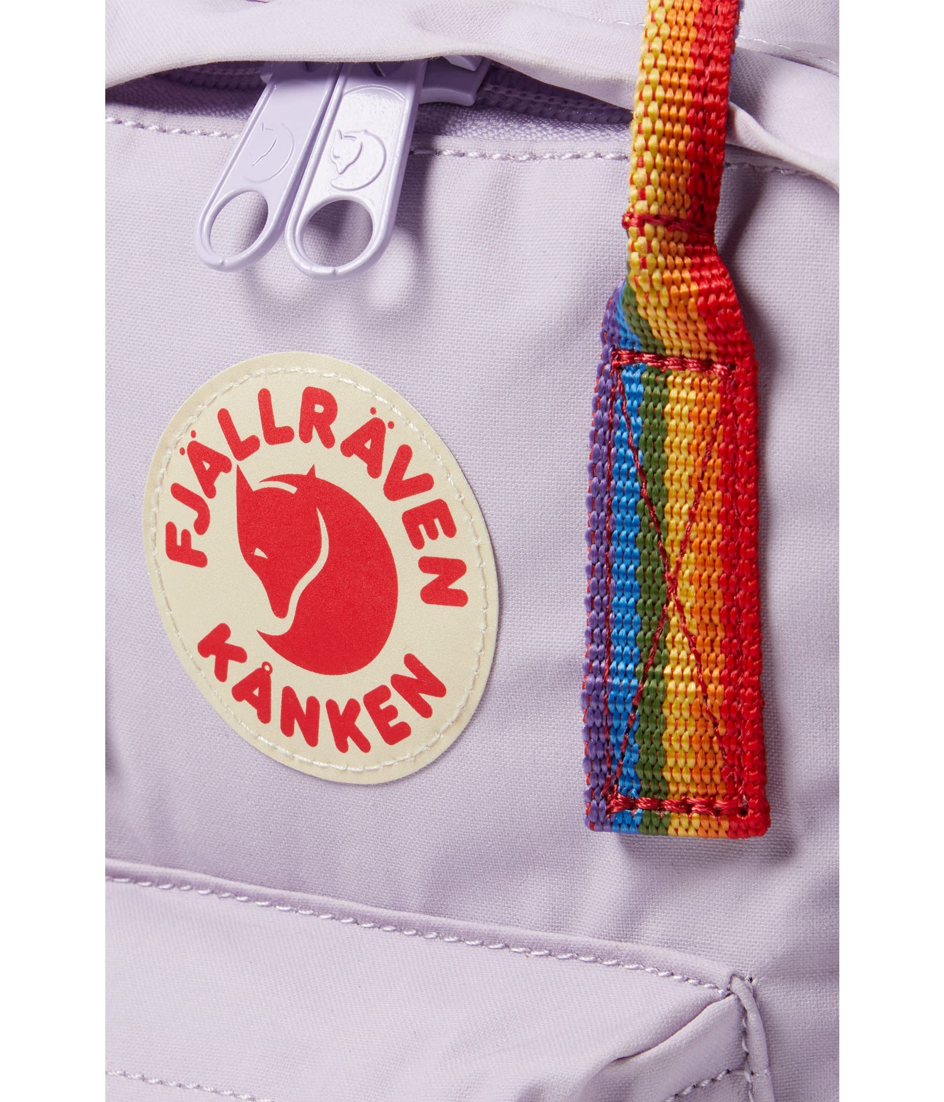 Fjällräven Kånken Rainbow Sling Bag - Vinyl Construction - Zipper Closure - Carry Handles - Polyamide Lining Pastel Lavender/Rainbow One Size One Size