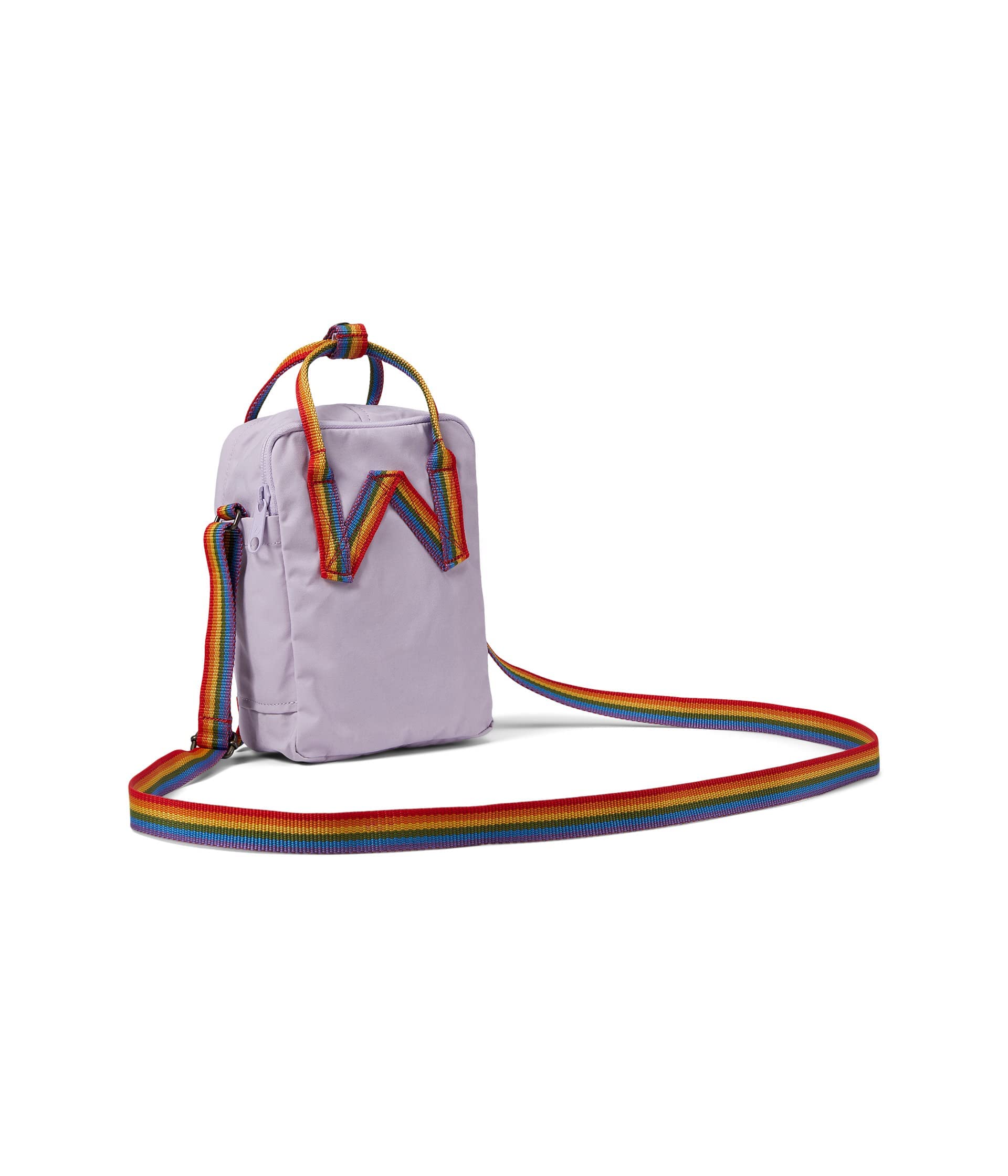 Fjällräven Kånken Rainbow Sling Bag - Vinyl Construction - Zipper Closure - Carry Handles - Polyamide Lining Pastel Lavender/Rainbow One Size One Size