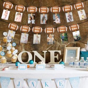 Football 1st Birthday Monthly Photo Banner Football Theme First Year Photo Banner for Newborn to 12 Months, First Year Down Banner With Football Balloon, Football First Birthday Party Decoration