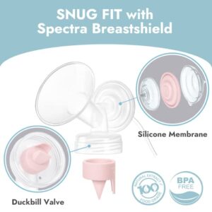 [8-Count] Papablic Duckbill Valves and Silicone Membrane Compatible with Spectra S1, S2 and 9 Plus Breastpumps, Not Original Spectra Pump Parts, BPA/DEHP Free, Pink