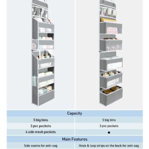 Yecaye 6-Shelf Detachable Over The Door Organizer - Heavy-Duty 44lb Capacity Bathroom Closet Organizers and Storage - Versatile Toy Storage Organizer for Baby Essentials Stuffed Animal Storage