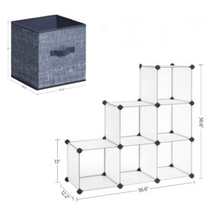 SONGMICS Storage Cubes and Cube Storage Organizer Bundle, 6 Non-Woven Fabric Bins with Double Handles, 6 Cube Closet Organizers and Storage, Navy Blue and White UROB026I01 and ULPC06W