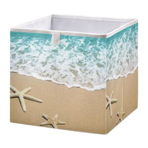 kigai storage basket summer beach shells foldable storage bin 11 x 11 x 11 inches cube storage baskets box for shelves closet laundry nursery bedroom home decor