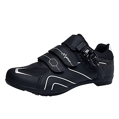 AOIROE Cycling Mountain Bike Breathable and Non-Slip Fiber Shoes Carbon Shoes Road Women's Shoes Womens Shoes (Silver, 8.5)