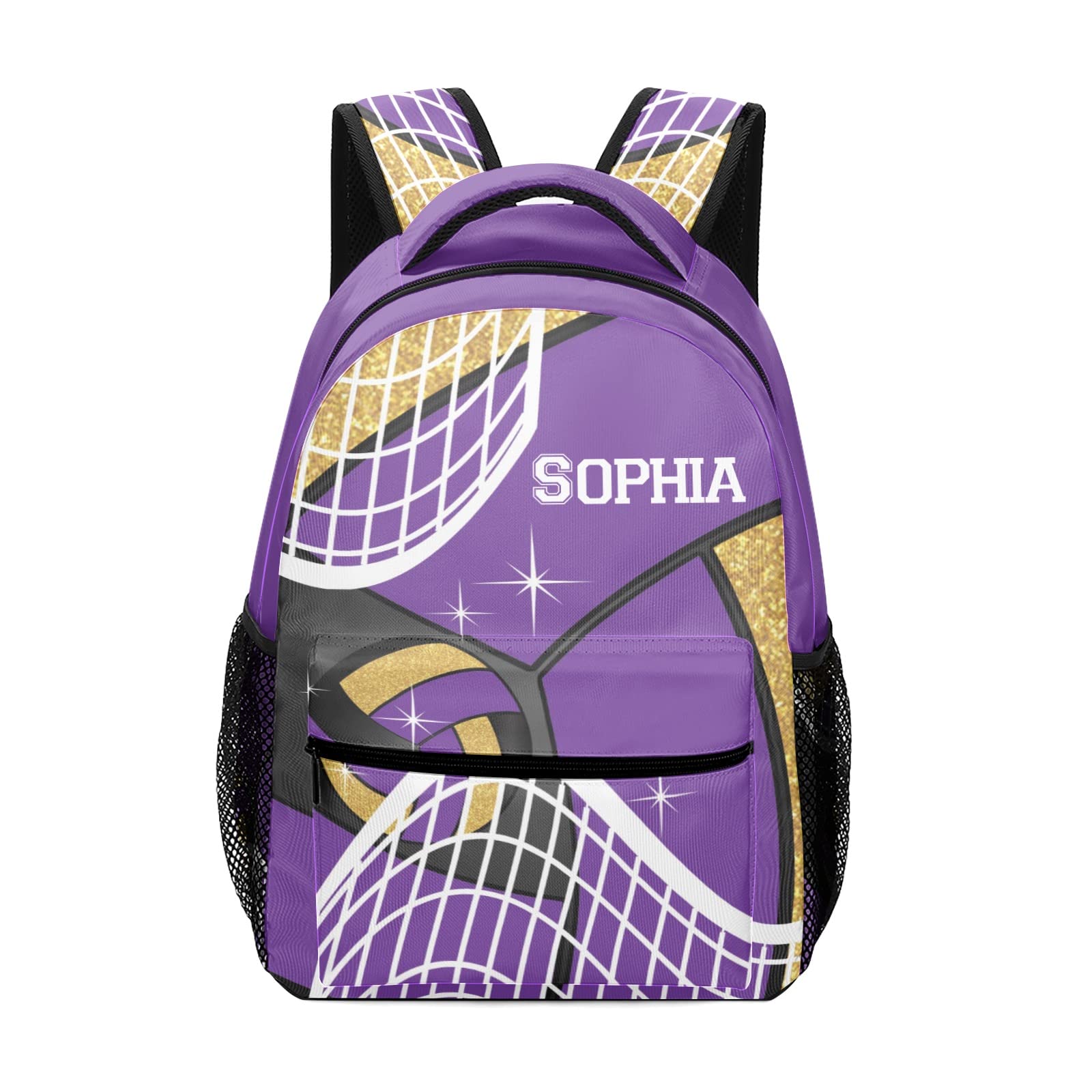 XIUCOO Custom Printed Volleyball Purple Backpack Personalized Name Causual Daypack for Sport Camping