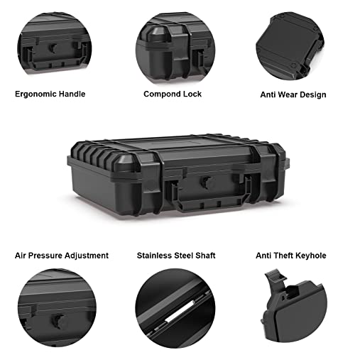 Ant Mag Waterproof Hard Case with Customizable Foam Portable for Camera, Drone, Equipment, Tools, Protective Travel Case for Storage, Carrying, Exterior Size 9.84 * 7.87 * 3inches, Black