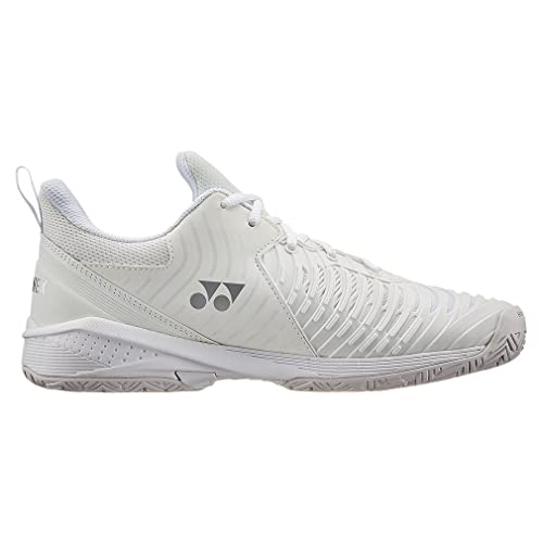 YONEX Women's Power Cushion Sonicage 3 Tennis Shoes (White/Silver, us_Footwear_Size_System, Adult, Women, Numeric, Medium, Numeric_8_Point_5)