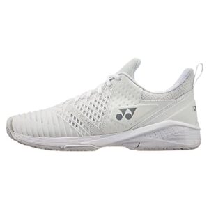 YONEX Women's Power Cushion Sonicage 3 Tennis Shoes (White/Silver, us_Footwear_Size_System, Adult, Women, Numeric, Medium, Numeric_8_Point_5)