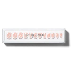 Static Nails Reusable Pop-On Manicure Set, Non-Damaging Glue-On Nails (Nude Sway Square) - False Nails with Static Nail Glue, Nail Set, Fake Acrylic Press On Nails