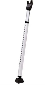 generic 2-in-1 solid steel security bar, heavy duty door stopper and sliding patio door jammer, compact, adjustable telescopic length, white