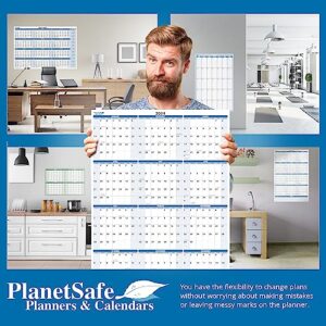 PlanetSafe Calendars Vertical Sky Blue July 2023 to June 2024 Fiscal/Academic Year 12 Month Wall Calendar 36 x 24- Large Dry & Wet Erasable with Next Year Planner -Great for Office & Projects