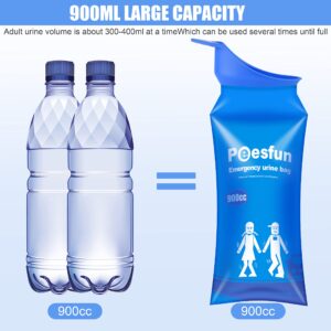 Peesfun Disposable Urinal Bag, 2024 Upgraded 900ML Emergency Urine Bag, Pee Bags for Travel, Urinals Portable for Car, Universal Urinal Bag for Men, Women and Children, Essential for Outdoor Travel