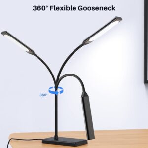 GARMESE LED Desk Lamp, Touch Adjustable Table Lamp with USB Charging Port 5 Modes and 6 Brightness Levels Eye Protection Reading Light 48 LED Memory Function Desk Lights for Home Office Black