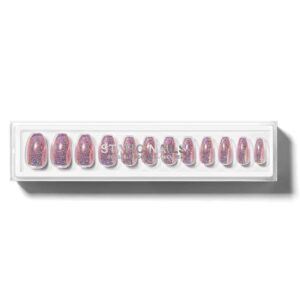 Static Nails Reusable Pop-On Manicure Set, Non-Damaging Glue-On Nails (Super Holo Coffin) - False Nails with Static Nail Glue, Nail Set, Fake Acrylic Press On Nails