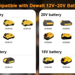 Aoasur DCB112 Battery Charger Replacement for Dewalt Compatible with 12V 20V Max Lithium BatteryDCB120 DCB127 DCB115 DCB118 DCB107 DCB105 DCB102(2 Batteries Included), Red,Yellow