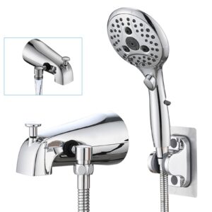 proox all metal tub spout with diverter, 6 settings hand held shower with on/off pause switch, bathtub faucet with sprayer chrome