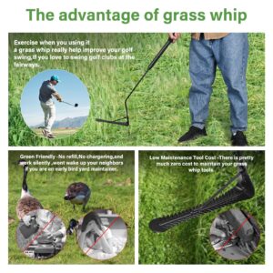 DACK 36" Grass Whip with Double-Edged Serrated Blade, Manual Weed Whacker, Swing Blade Grass Cutter & Weed Sling Blade for Tall Grass and Overgrown Weeds in Yard Ditches Forests and Fields