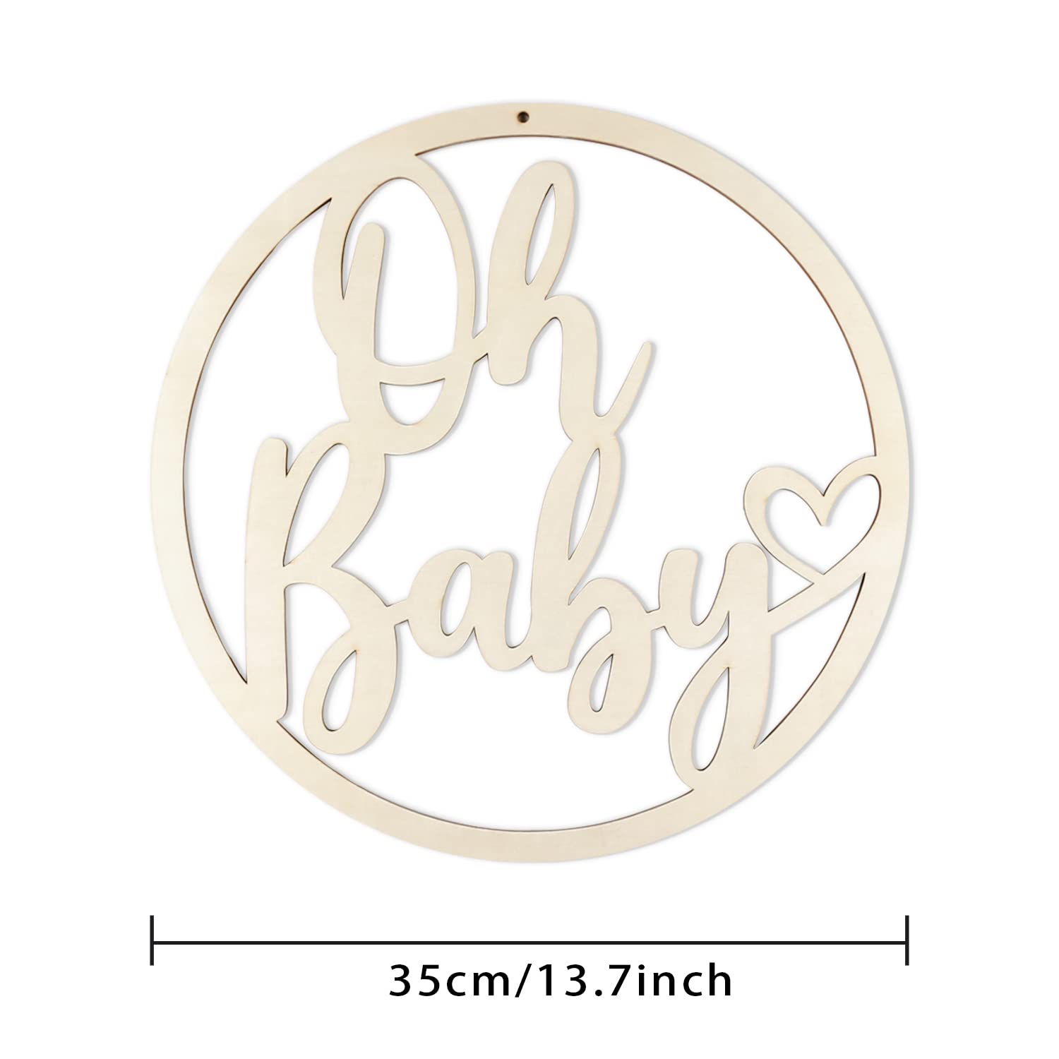 Large Wooden Oh Baby Sign 14 inch Letter Cutouts Wall Hanging Baby Shower Nursery Decor Big Round Circle Wood Oh Baby Signs for Backdrop Baby Announcements Gender Reveal Party Wall Photo Props