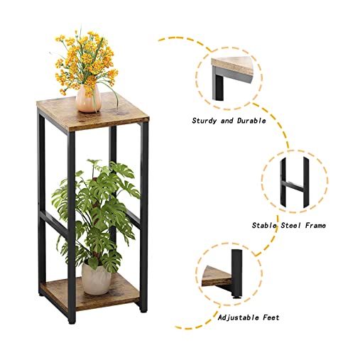 YIZAIJIA Plant Stand Indoor Corner Tall 2 Tier Metal Modern Flower Storage Plant Shelf Holder for Living Room Balcony Garden,Black (2 Tier-Black)