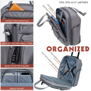 KROSER Carry On Underseat Multi-functional, 16-inch Underseater Lightweight Overnight Suitcase for Men Women, Grey