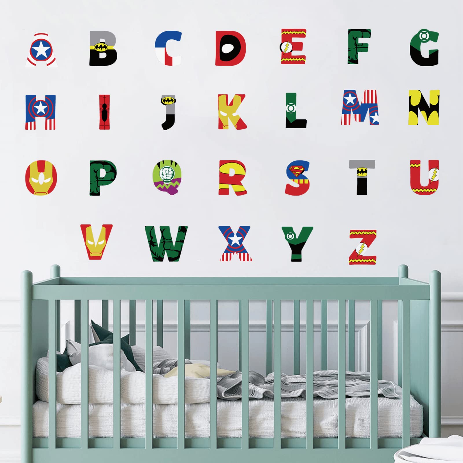 Alphabets Stickers ABC Letters Wall Stickers Kids Wall Decal Peel and Stick for Baby Boys Girls Bedroom Nursery Playroom Daycare Kids Room Wall Decor